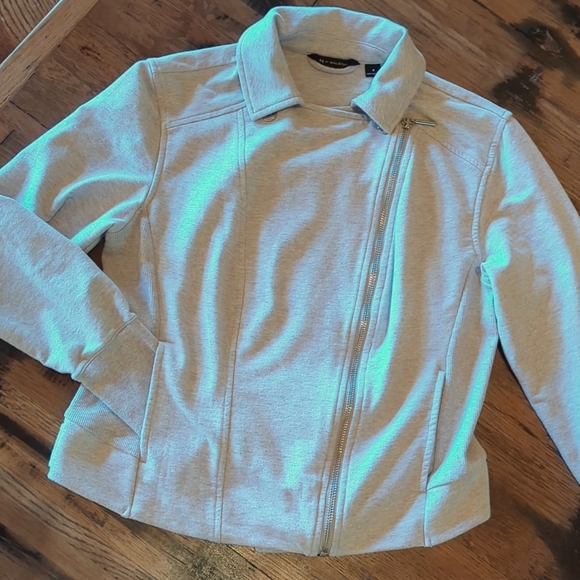 H by Halston | Jackets & Coats | H By Halston Grey Moto Jacket Sz Sm | Poshmark
